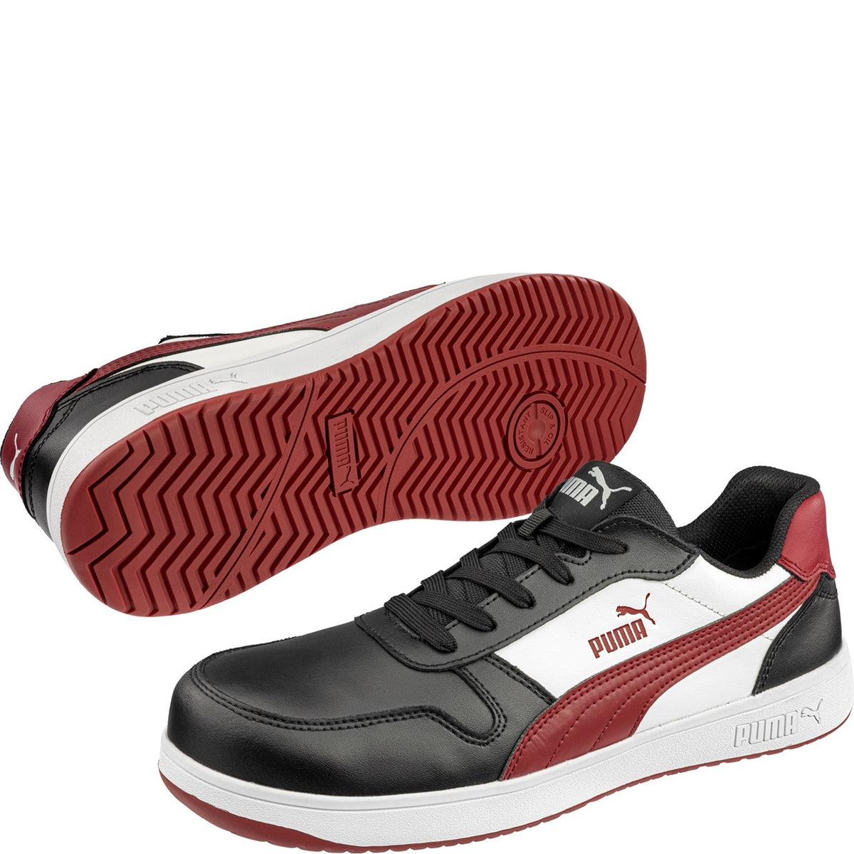 Men's Puma Safety Black / White / Red Frontcourt Low Trainer – safety-giant