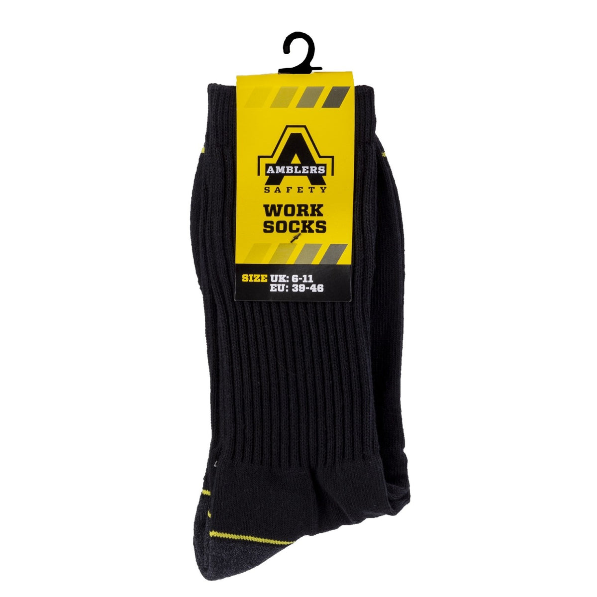 Men's Amblers Safety Black Amblers Heavy Duty Work Socks 3 pack ...